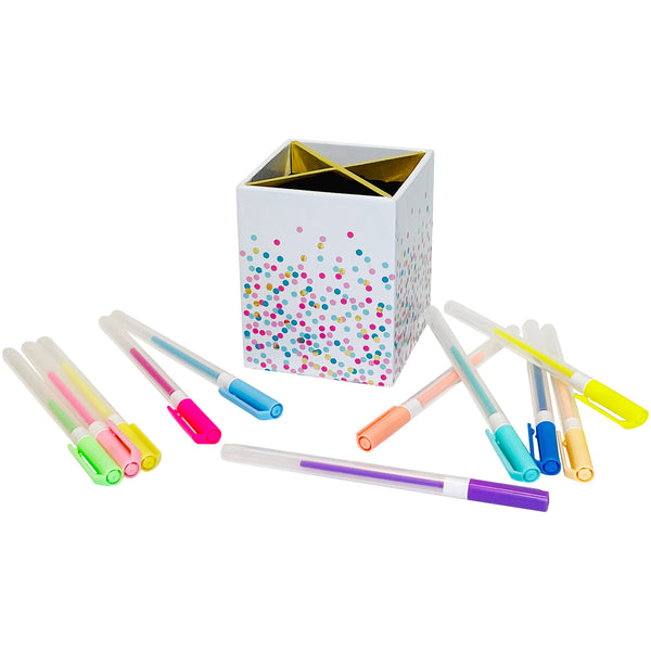 Confetti Pen cup w/ Gel Pens - Streamline Imagined Retail