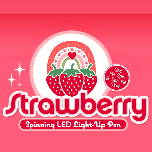 STRAWBERRY SPINNING LED LIGHT UP PEN, 4 Pack - Streamline Imagined Retail